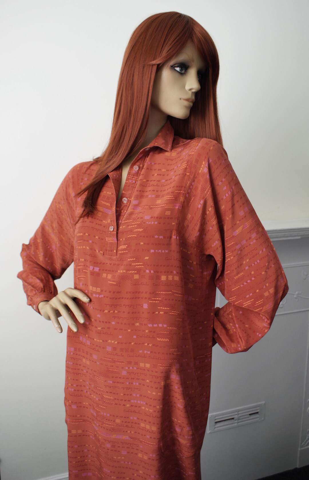 Zandra Rhodes Signature Print 1970s Vintage Silk Midi Shirt Dress - Etsy
