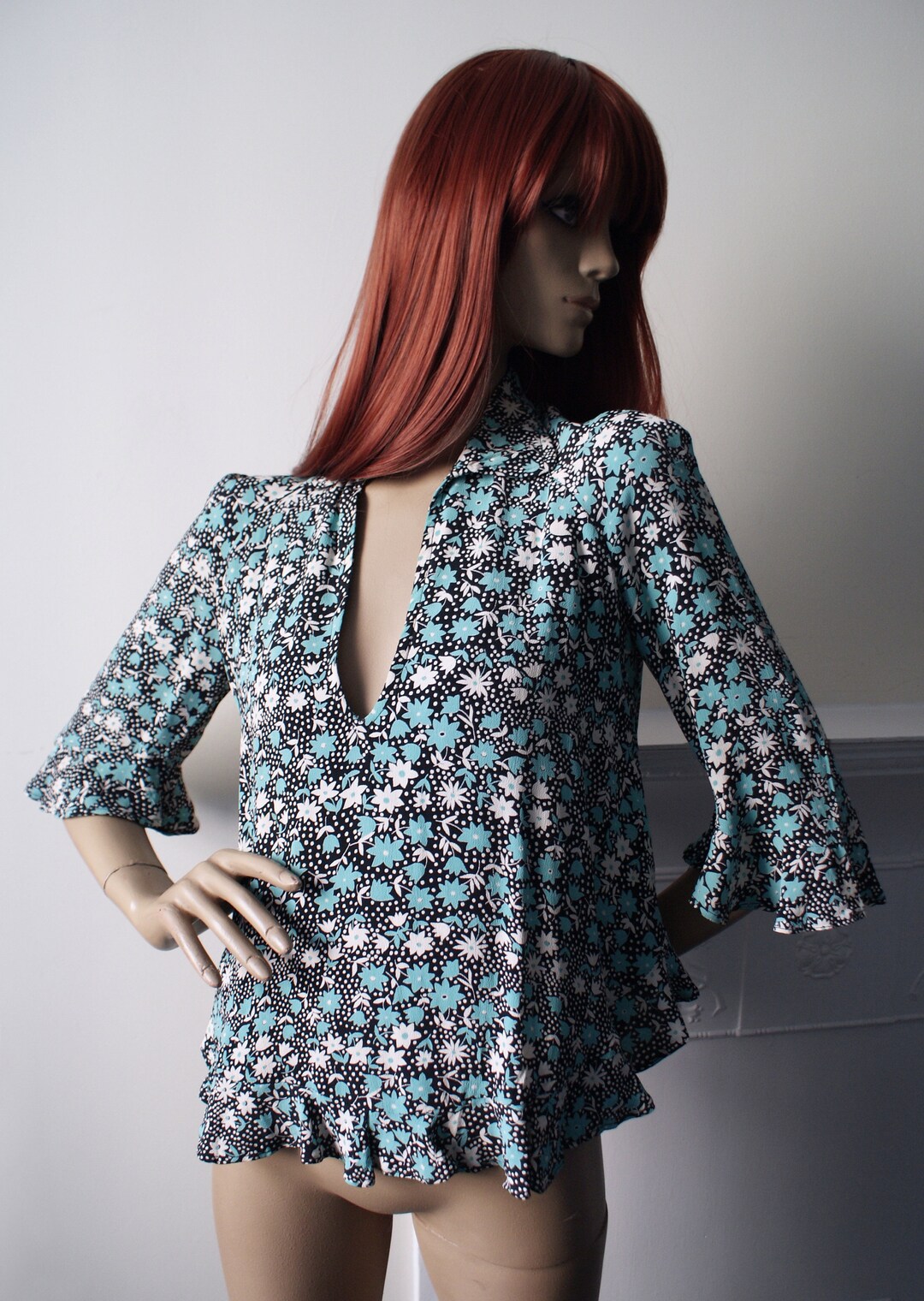 Radley Ossie Clark Vintage 1970s Celia Birtwell Print Rayon Floaty Top ...