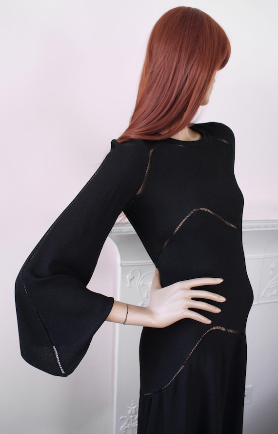 Alice Pollock rare vintage 1970s black moss crepe fla… - Gem