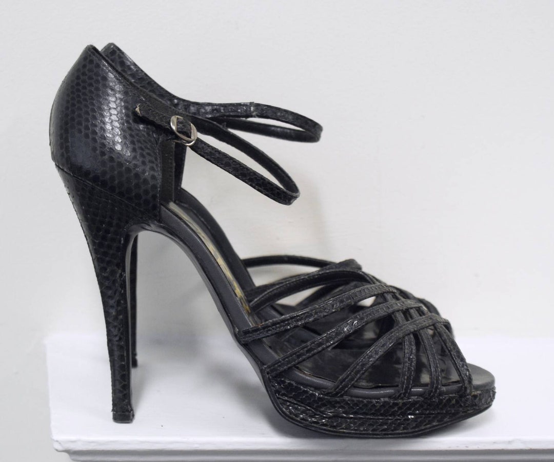 Derber Snakeskin Glam Rock 1970s Vintage Platform Stiletto High Heels ...
