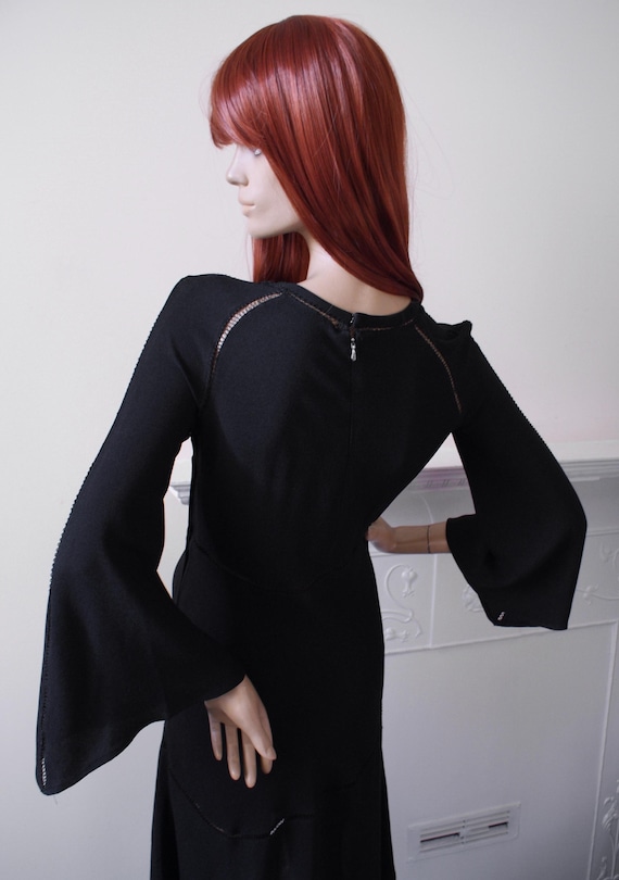 Alice Pollock rare vintage 1970s black moss crepe fla… - Gem