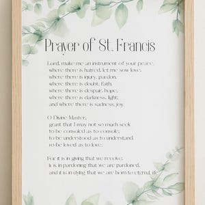 St. Francis Prayer Printable: Watercolor Eucalyptus Christian Wall Art ...