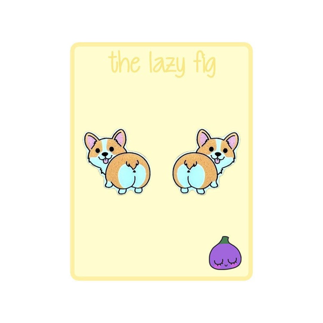 Corgi Butt - Kawaii Earrings - Your Choice of Stud or Dangle Titanium ...