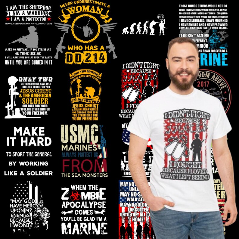 17 Military T-shirt Design Bundle | AI, EPS, JPG, Psd,svg,png | Unique ...