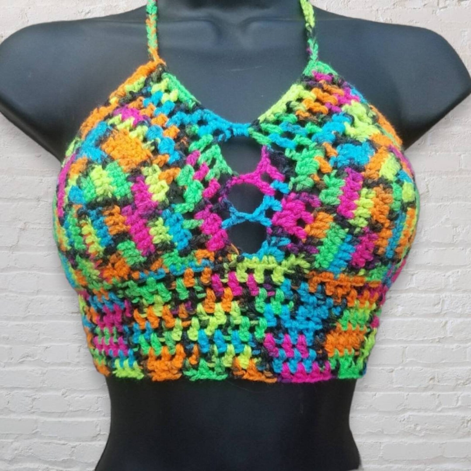 Crochet Halter Top Crochet Bikini Top Neon Crochet Crop Top - Etsy