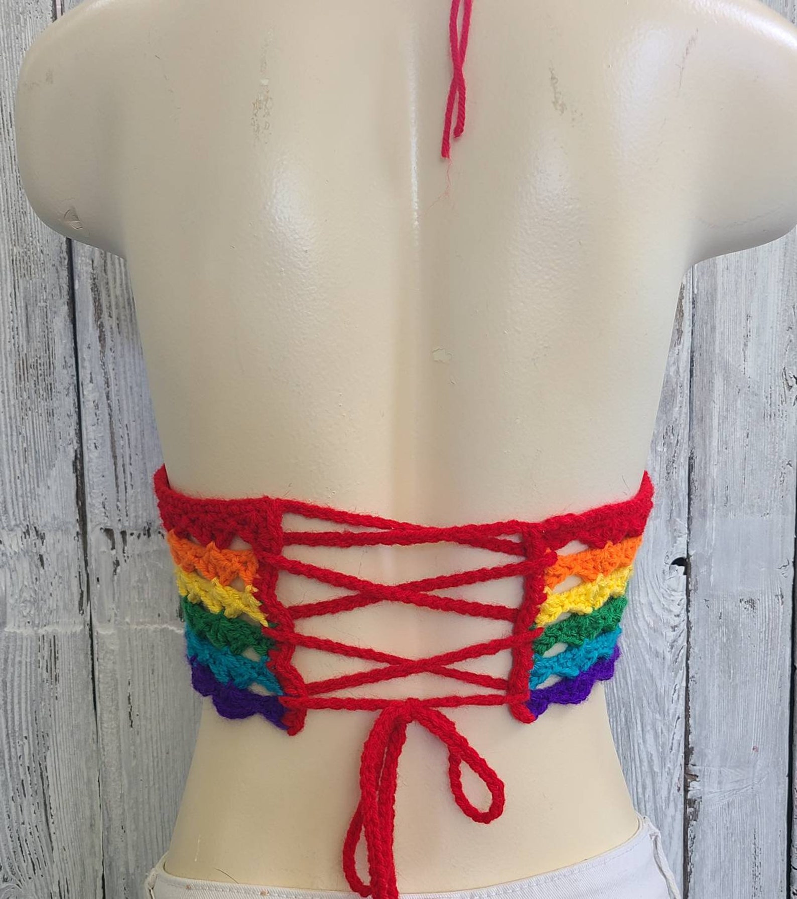 Crochet Bisexual Flag Bikini Top Crochet Halter Top Colorful - Etsy