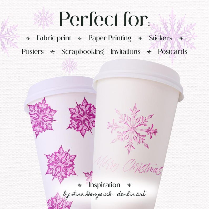 Pink Snowflake PNG Clipart, Christmas Graphics Illustration Set ...