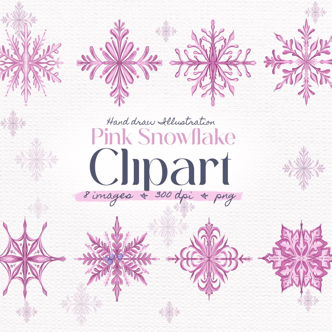 Pink Snowflake PNG Clipart, Christmas Graphics Illustration Set ...