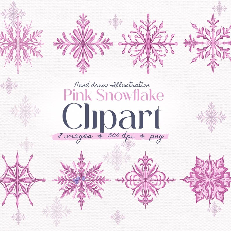 Pink Snowflake PNG Clipart, Christmas Graphics Illustration Set ...