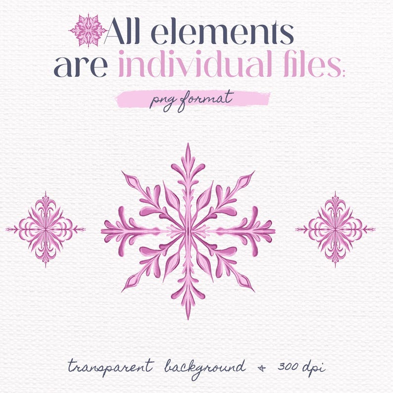 Pink Snowflake PNG Clipart, Christmas Graphics Illustration Set ...