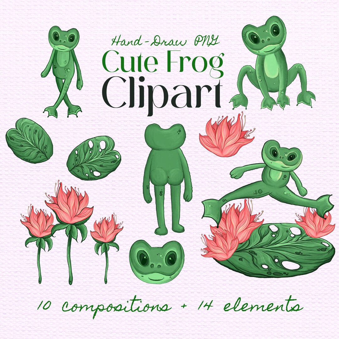 Frog Clipart: Lily Pads, Pond Life PNG (digital Download) - Etsy