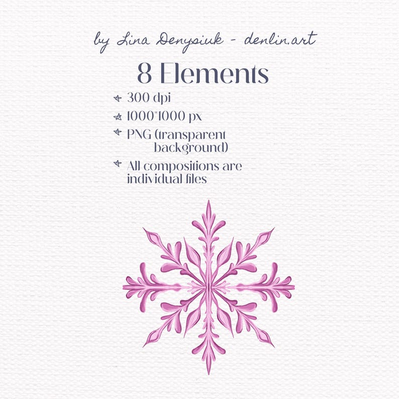 Pink Snowflake PNG Clipart, Christmas Graphics Illustration Set ...
