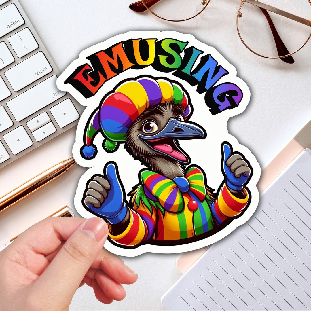 Clown Emu Sticker Puns, Funny Australian Bird, Back to School Gift for ...