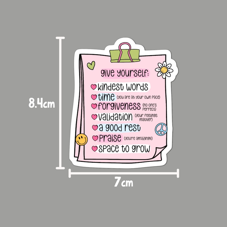 Positive Affirmations Sticker | Give Yourself Kindness, Forgiveness ...