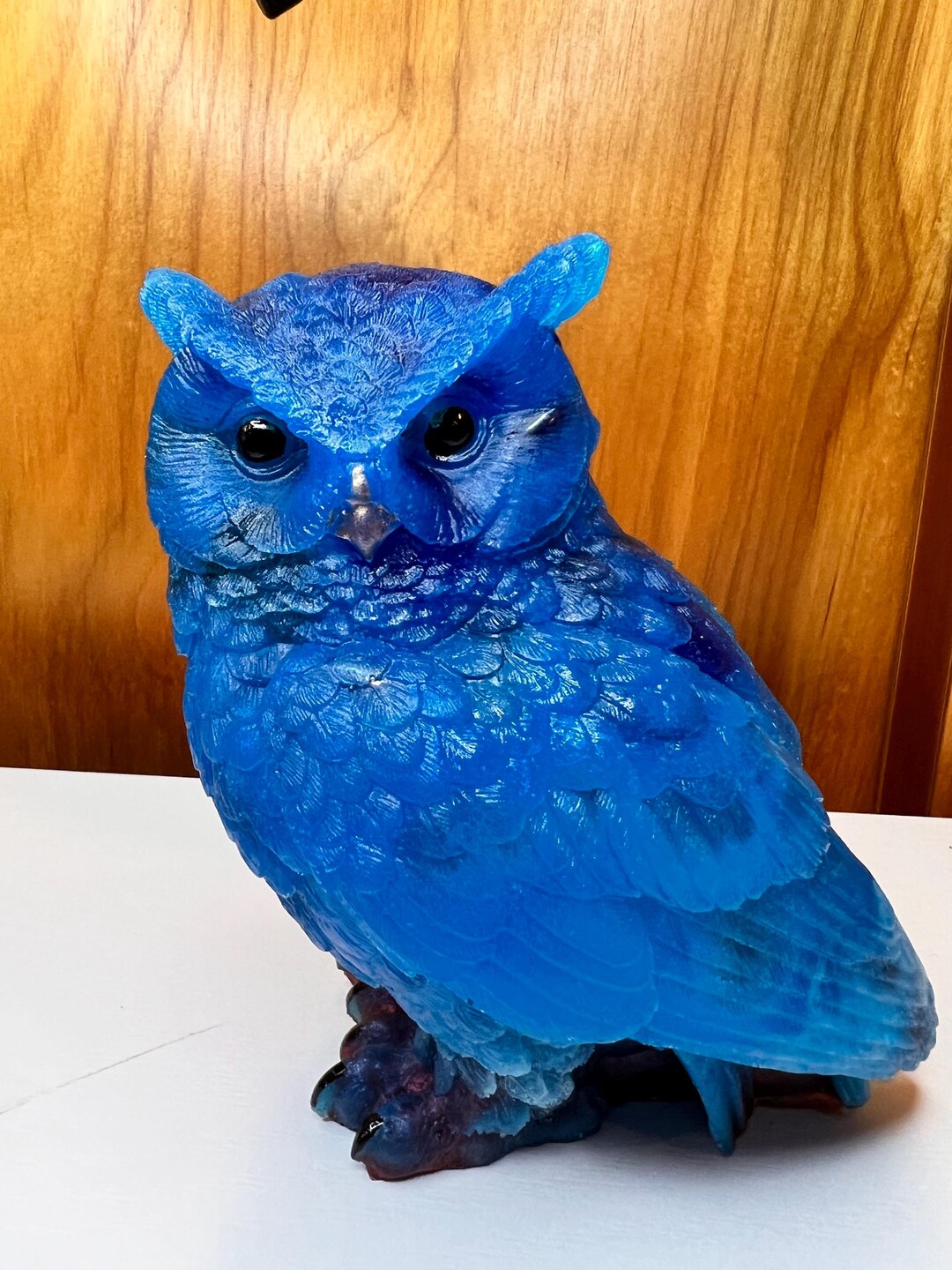 Blue and Red Large Weighted Resin Owl Statue. Message for Custom Colors ...