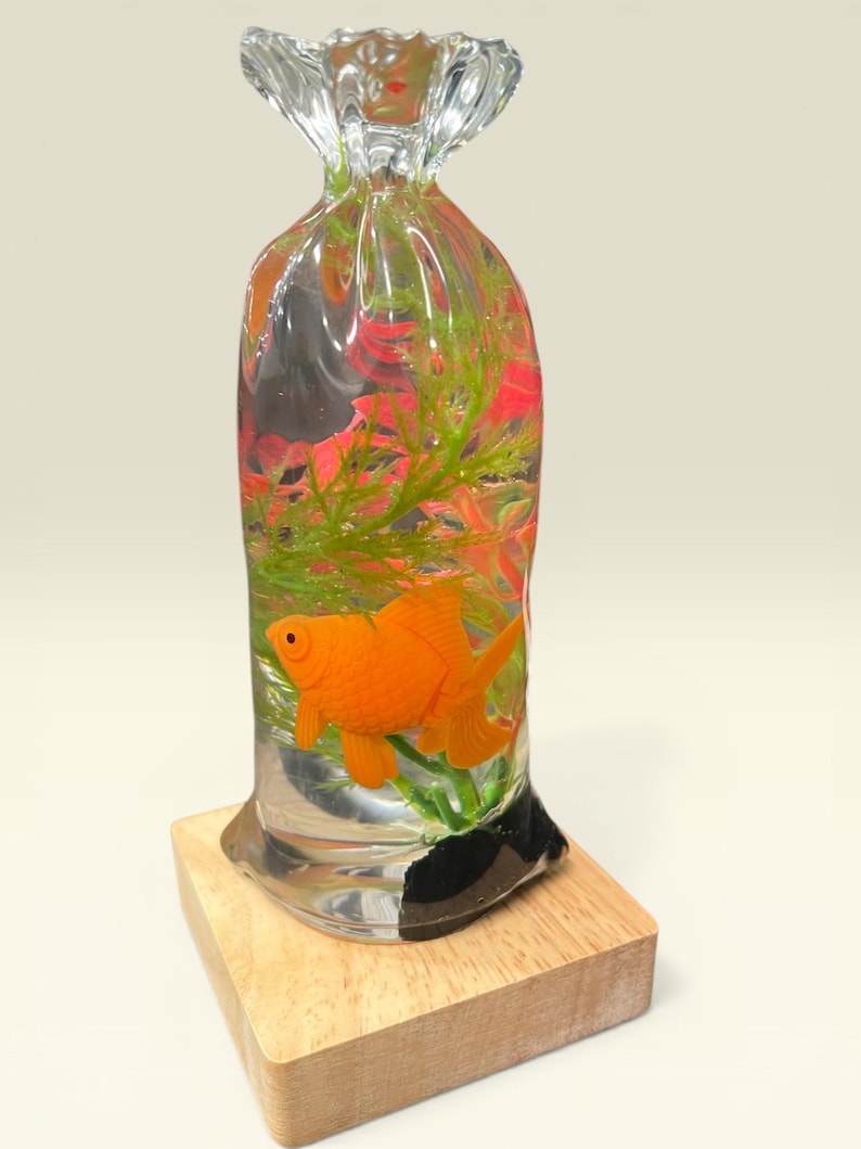 New Look, Resin Goldfish in a Bag Night Light: Color Changing LED Lamp ...