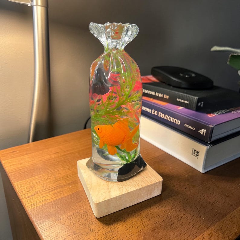 New Look, Resin Goldfish in a Bag Night Light: Color Changing LED Lamp ...