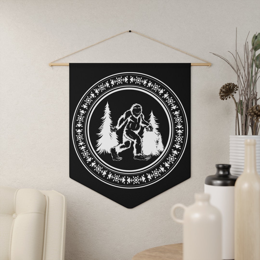 Bigfoot Pennant Banner, Sasquatch Cryptid Indoor Flag, Yeti Wall Art ...