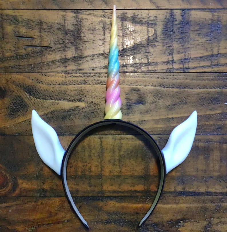 Rainbow Unicorn Horn Headband (with Ears), Renaissance Faire Cosplay ...