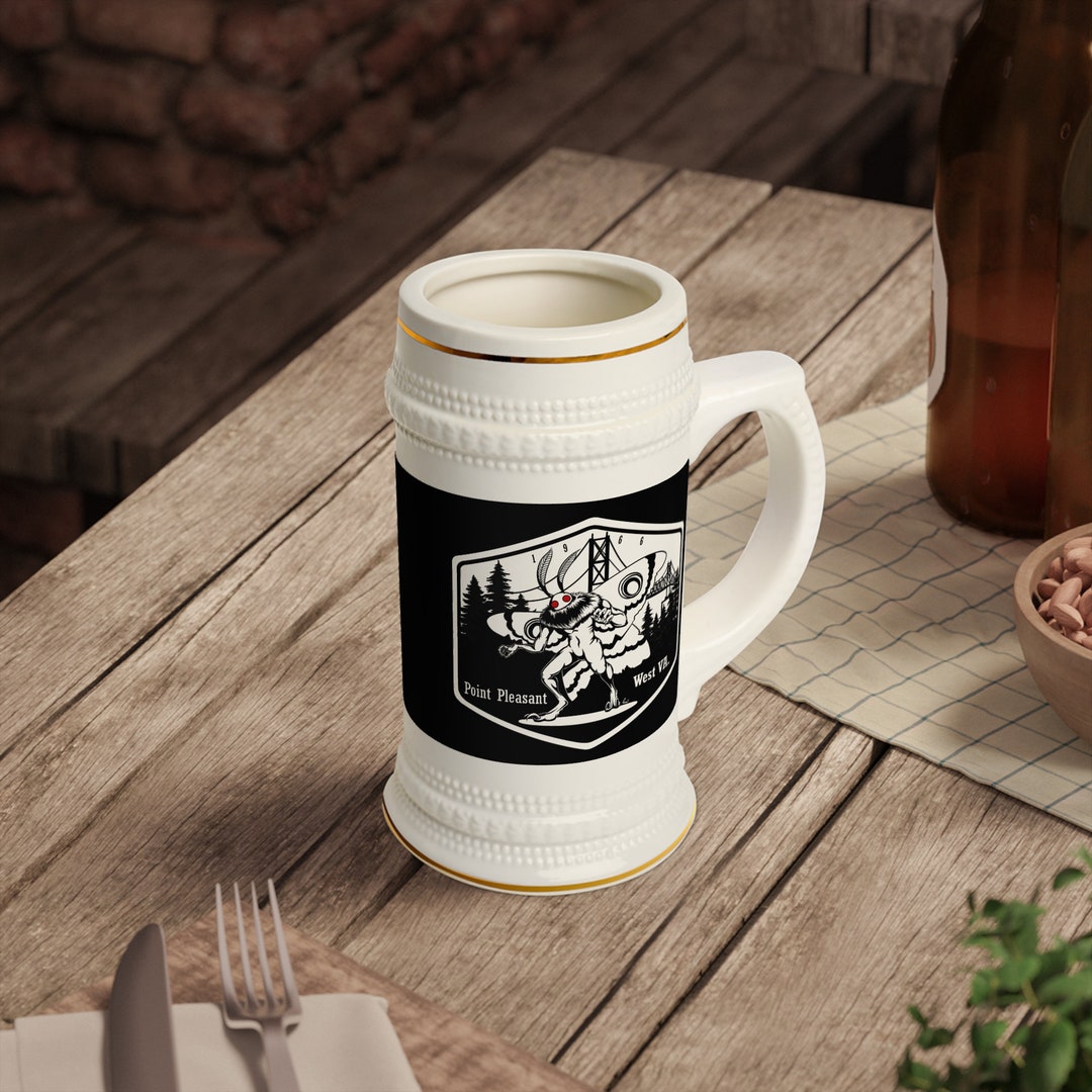 Mothman Cryptid Spooky Beer Stein Mug, Halloween Beerstein Barware ...