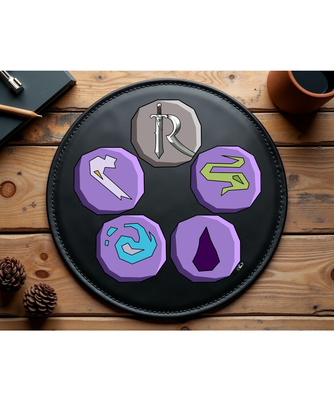 Runescape Necrotic Runes Mouse Mat, PU Leather Gaming Pad, Desk ...