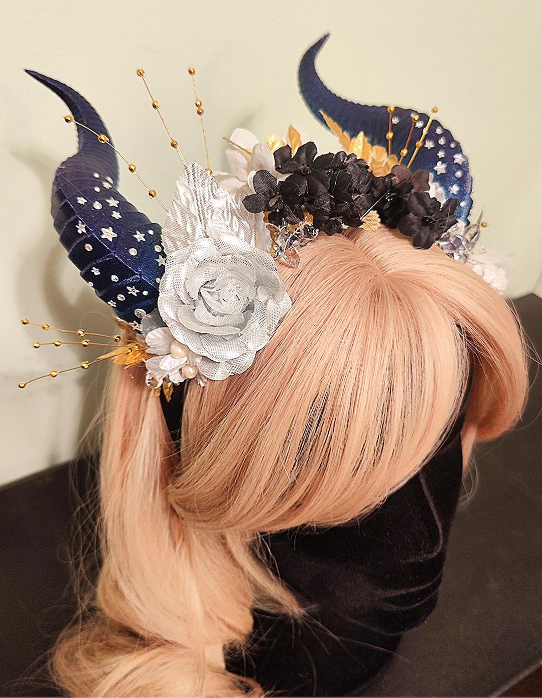 Celestial Dragon Horn Flower Crown, Galaxy Tiara, Cosplay Headpiece - Etsy