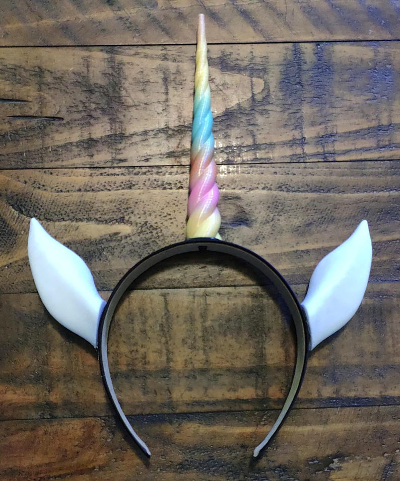 Rainbow Unicorn Horn Headband (with Ears), Renaissance Faire Cosplay ...