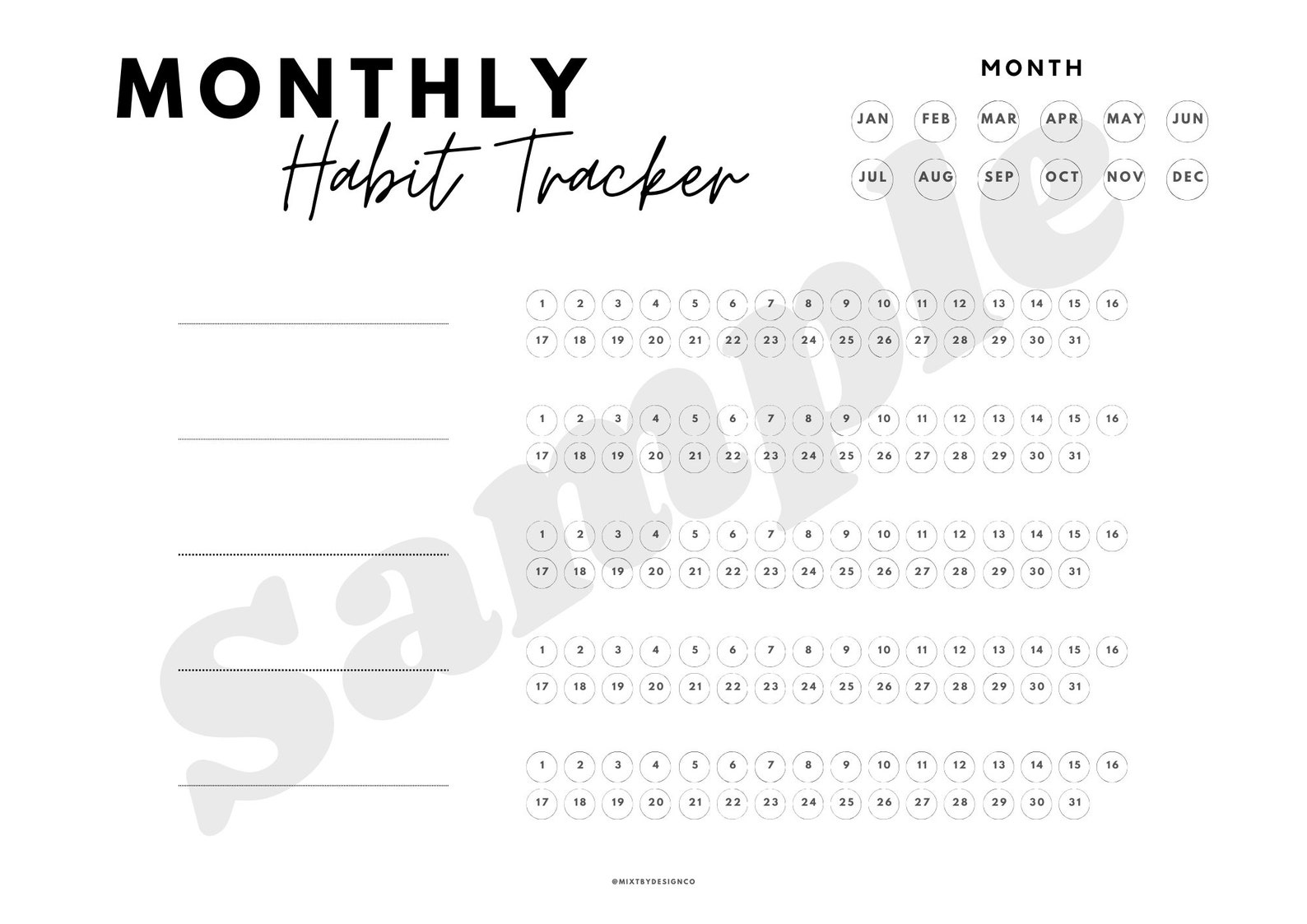 Habit Tracker Printable, Digital Planner, Habit Journal, Habit Tracker ...