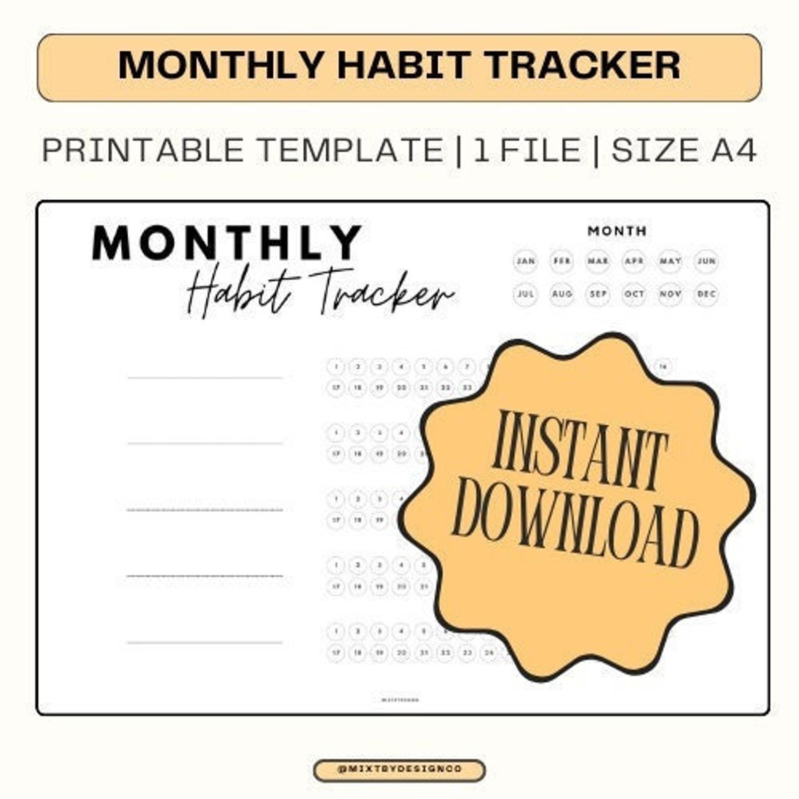 Habit Tracker Printable, Digital Planner, Habit Journal, Habit Tracker ...