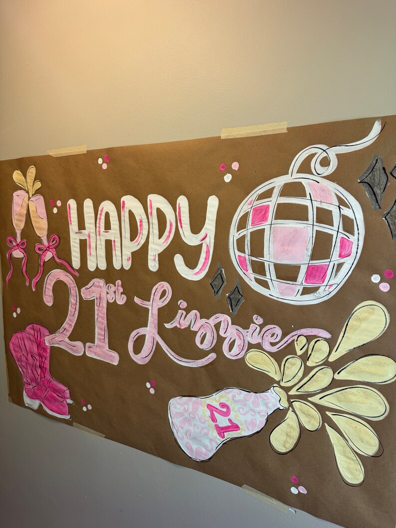 Twenty First Birthday Painted Banner, 21st Birthday, Nashville ...