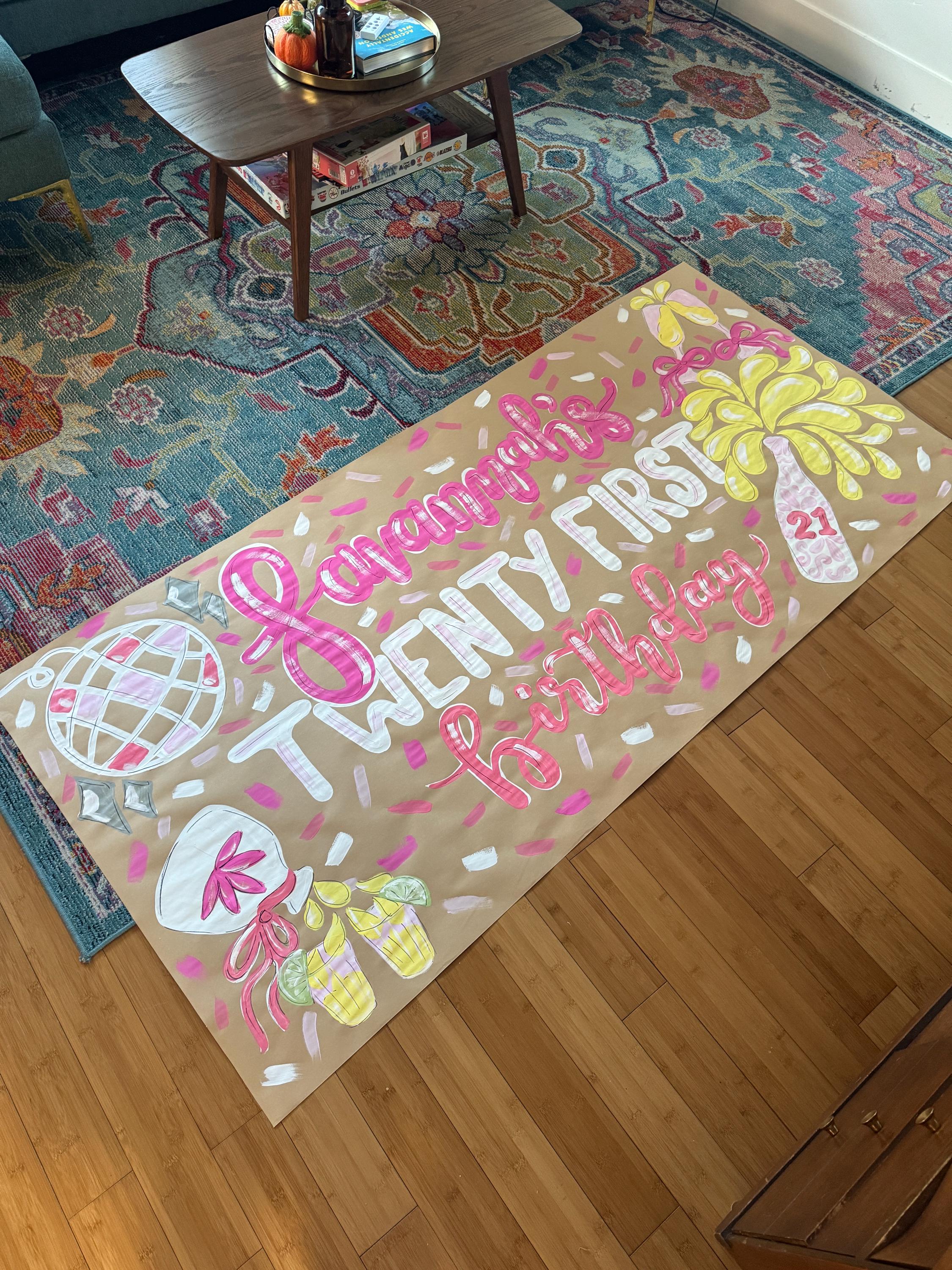 Twenty First Birthday Painted Banner, 21st Birthday, Tequila ...