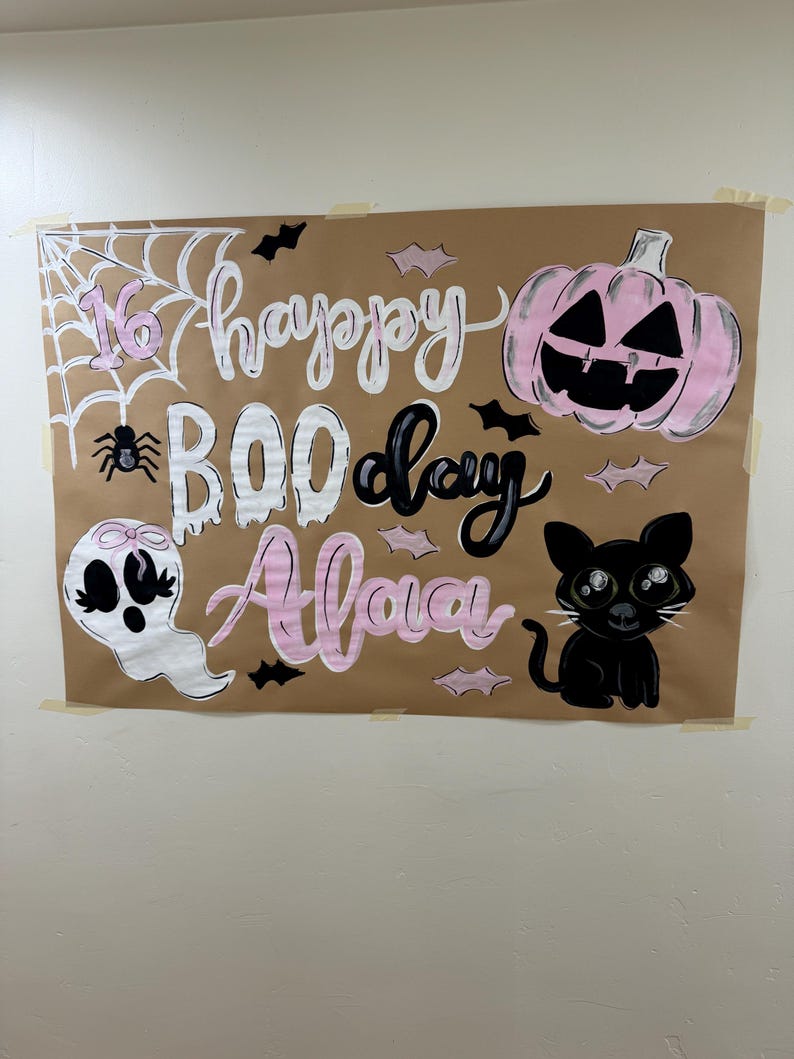 Custom Hand-painted Halloween Party Banner: Personalized Decor - Etsy
