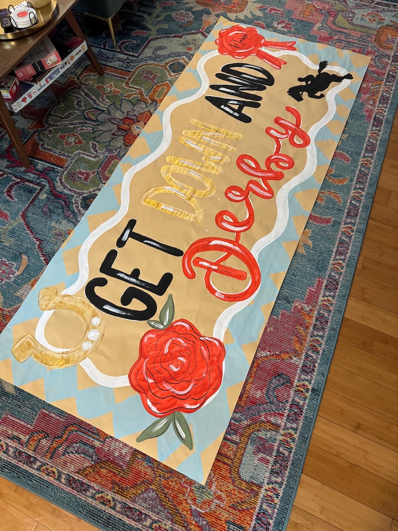 Custom Hand-painted Derby Party Banner: Horse Racing Decor - Etsy