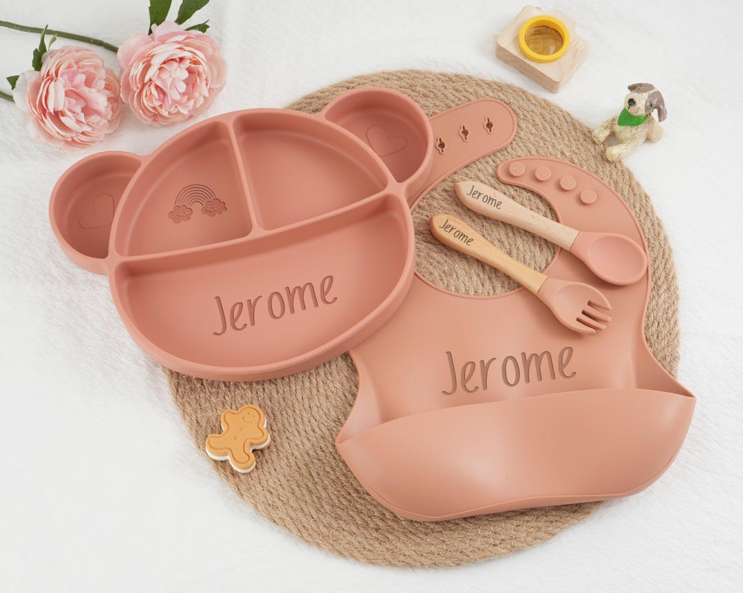 Cartoon Weaning Set for Toddler Baby Kids, Personalized Silicone Baby ...