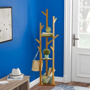 Wood Tree Coat Rack With 10 Hooks Coat Hanger Standing Coat Rack Modern ...