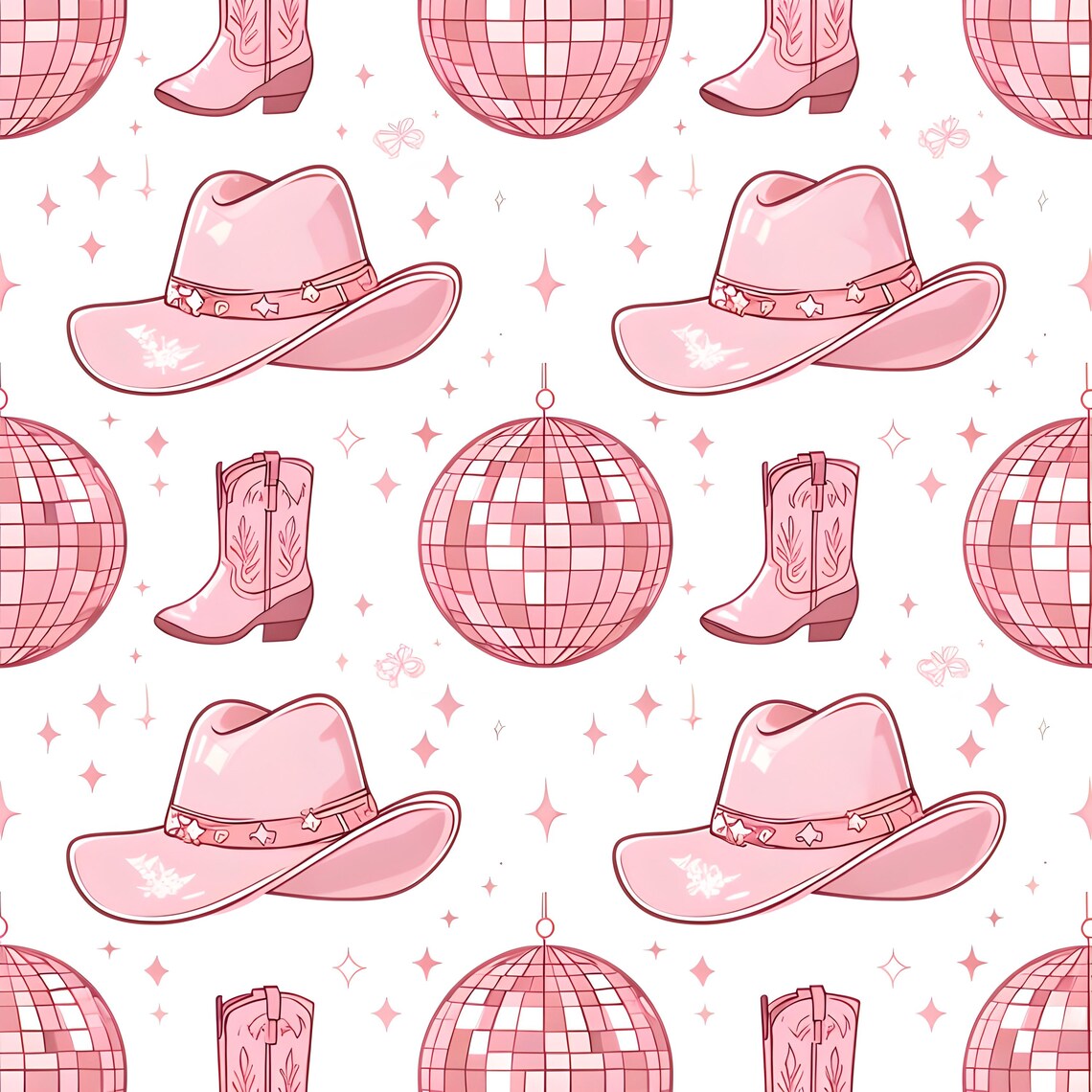 Pink Pony Cowgirl Digital Pattern: Fabric Print, Cricut DIY (PNG & JPG ...