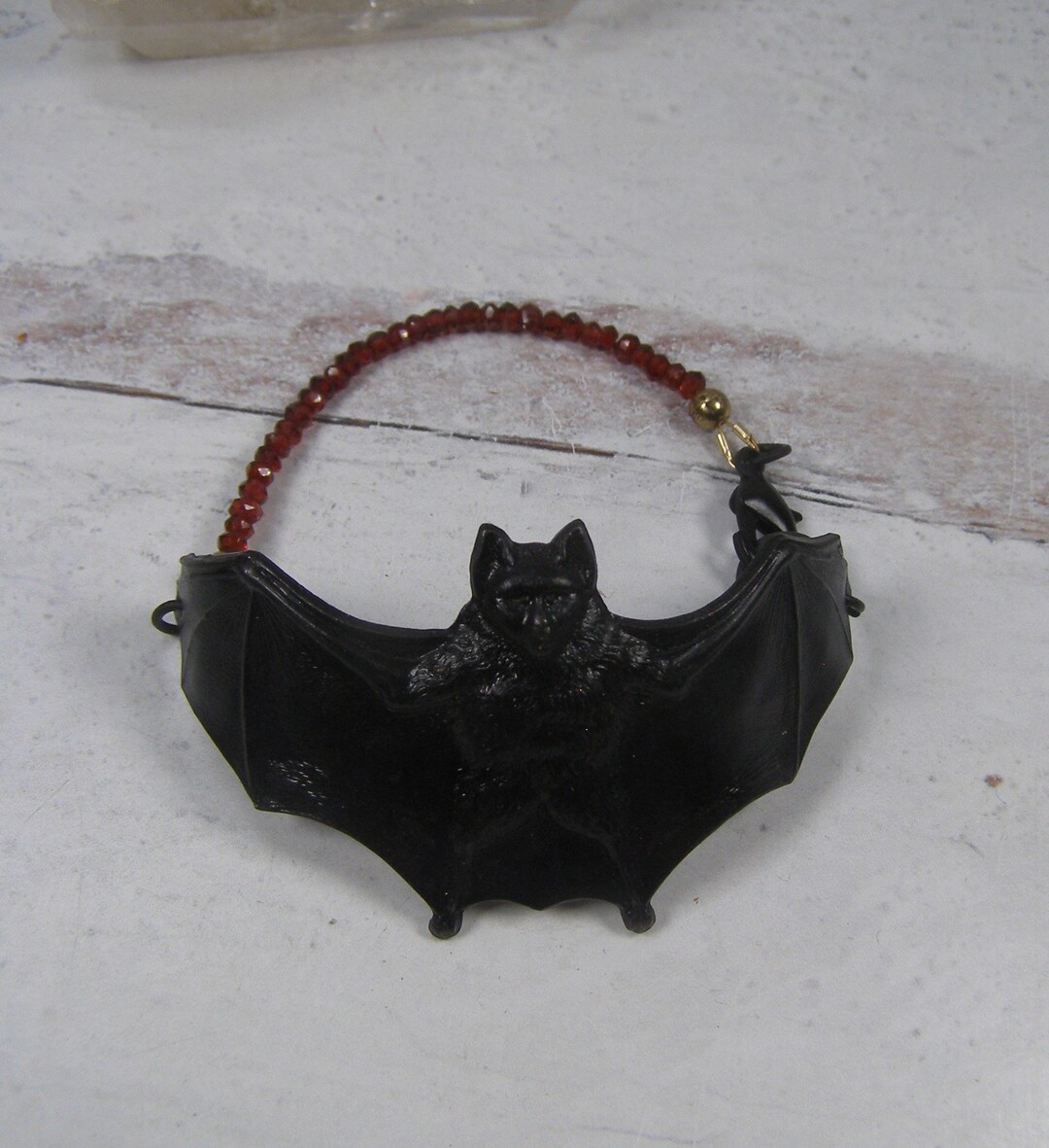 Victorian Goth Gothic Black Garnet Red Bat Beaded Cuff Bracelet - Etsy