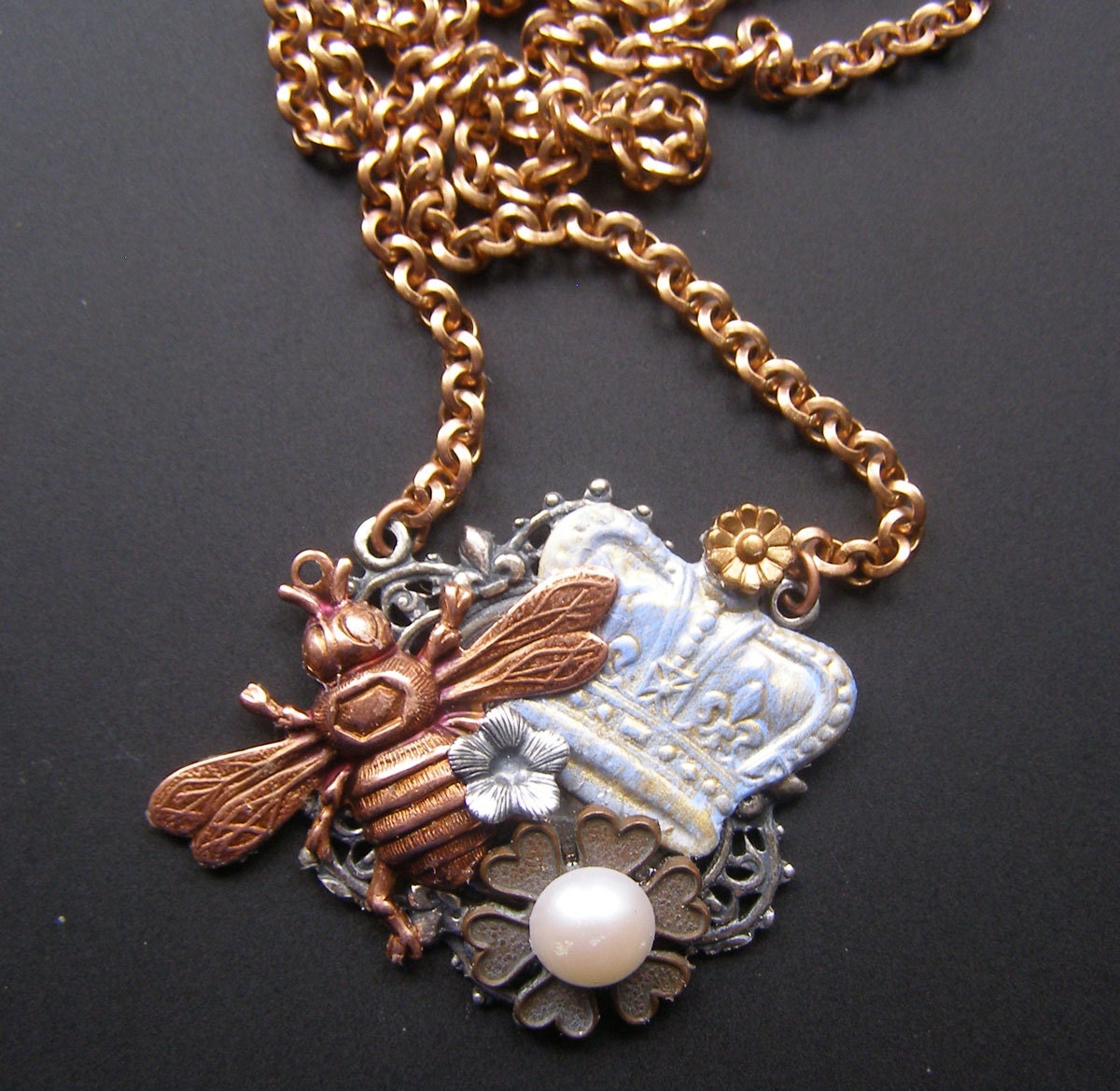 Honey Bee Necklace Queen Bee Necklace Crown Necklace - Etsy