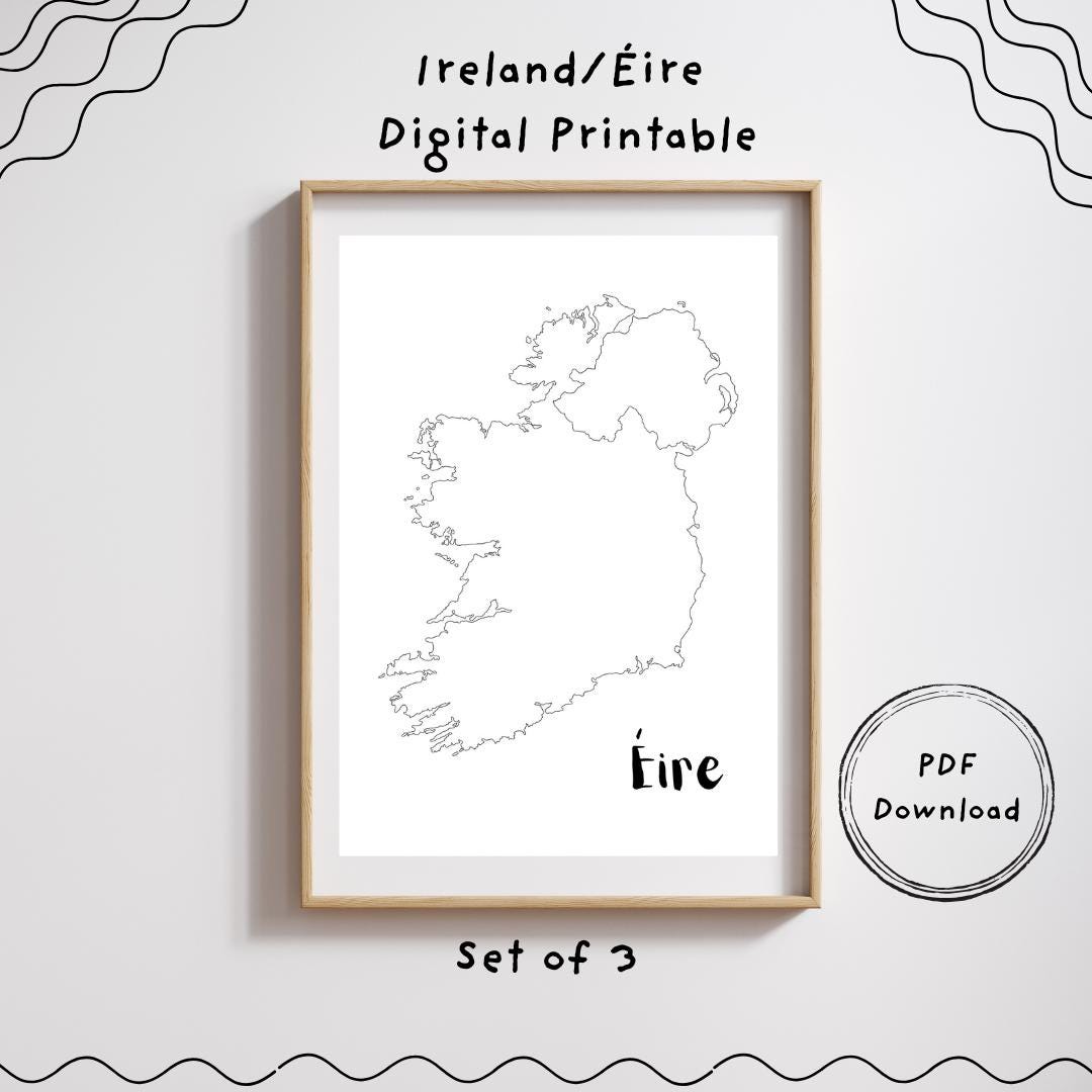 Ireland/Éire Country Outline Digital Printable - Set of 3 - Etsy