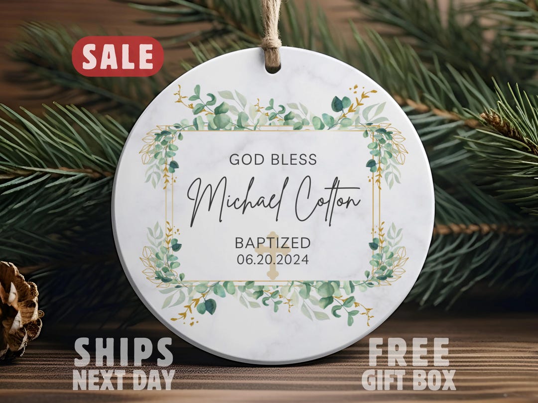 Personalized Christening Ornament, Name and Date Custom Baptism ...