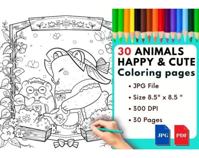 10 Coloring Pages for Children Wild Animals Editon - Etsy Canada