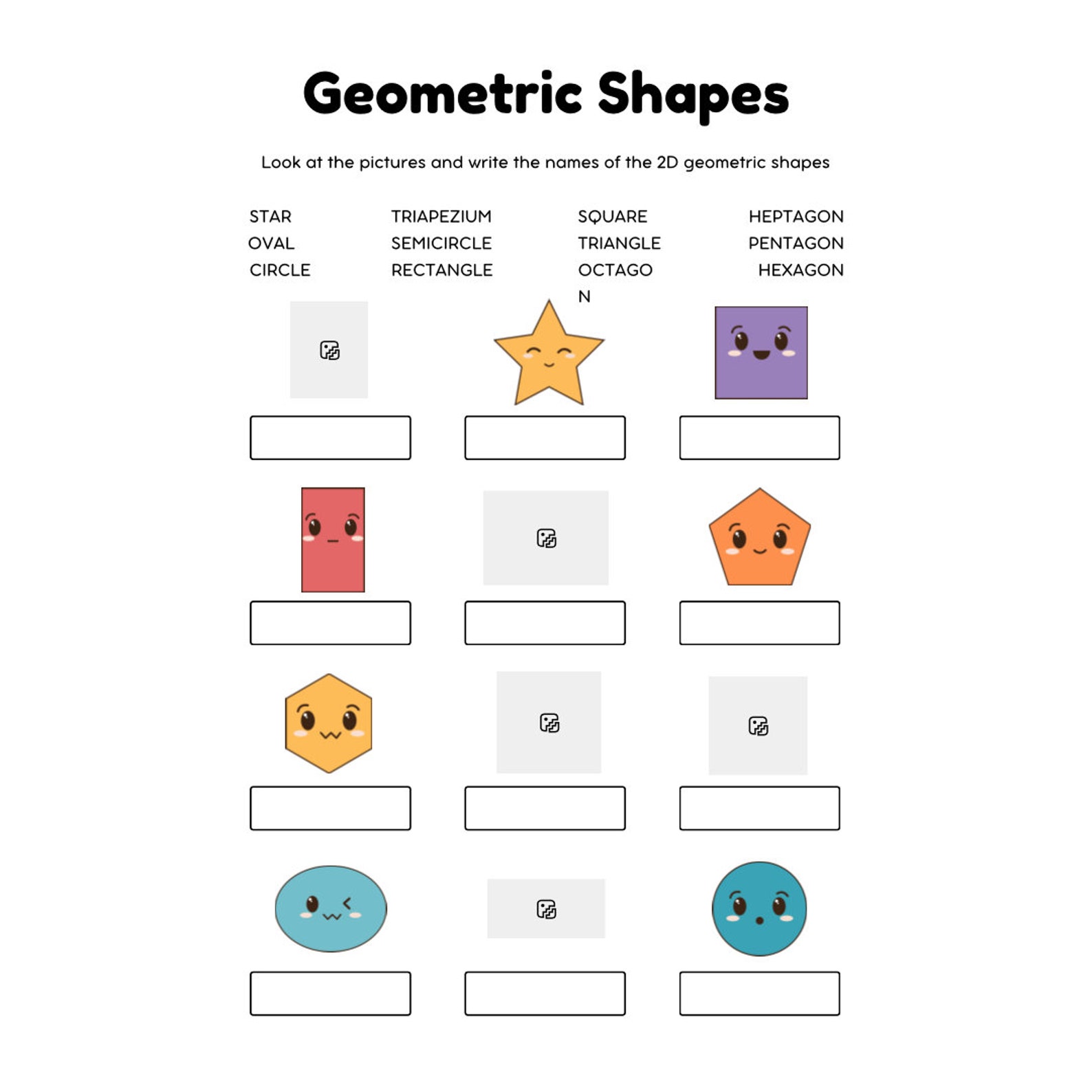 Kindergarten Shape Workbook Digital Download Learn Geometric Shapes for ...