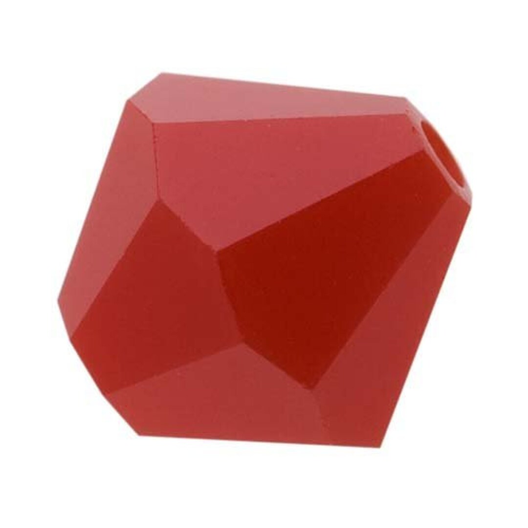 4mm Dark Red Coral Swarovski 5301 5328 Bicone Vintage Swarovski Crystal ...