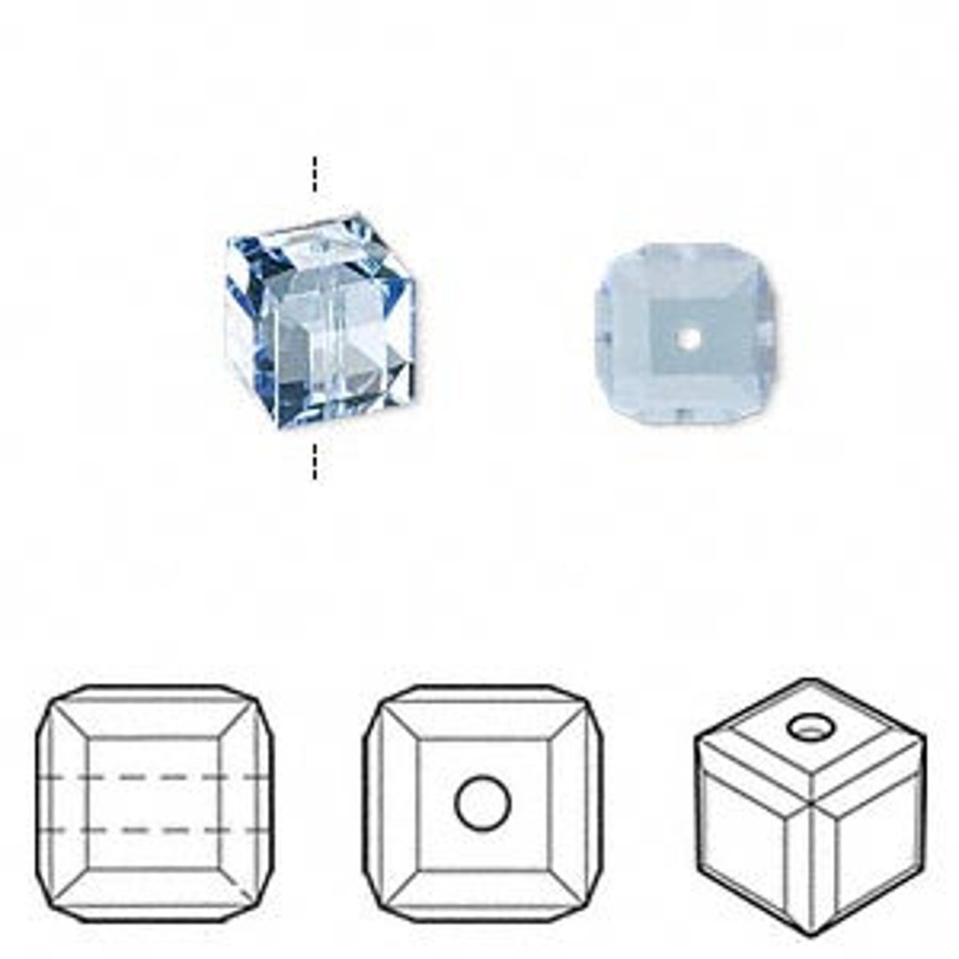 8mm Light Sapphire Faceted Cube Bead, Crystal Passions®, Light Sapphire ...