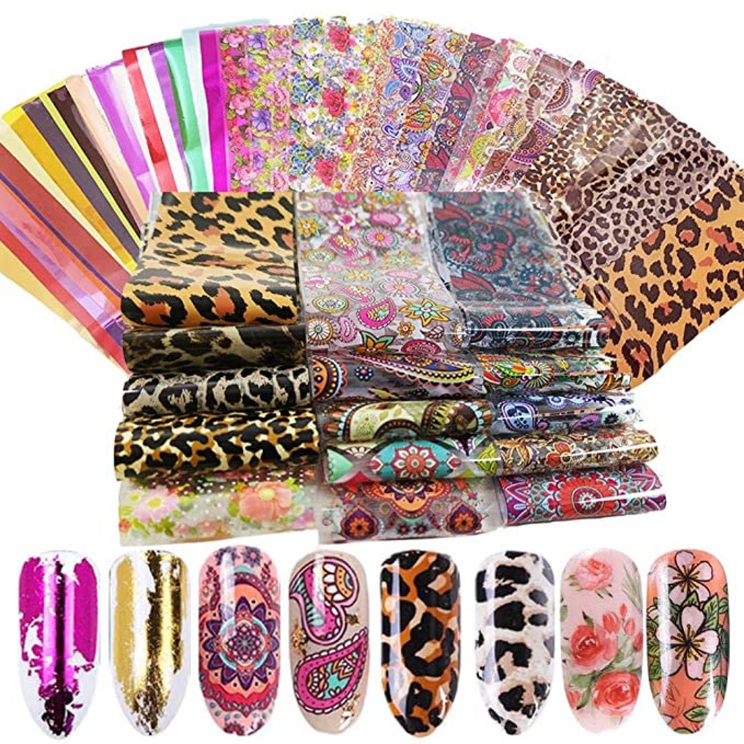 Nail Art Foil Transfer Stickers Laser Nail Foil Adhesive Decals ...