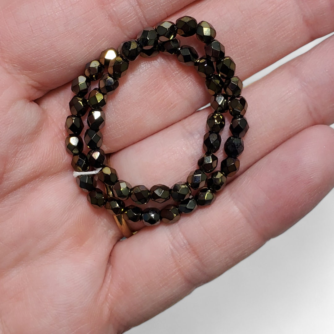 4mm Metallic Brown Iris Faceted Firepolished Glass Bead - 4mm Pressed ...
