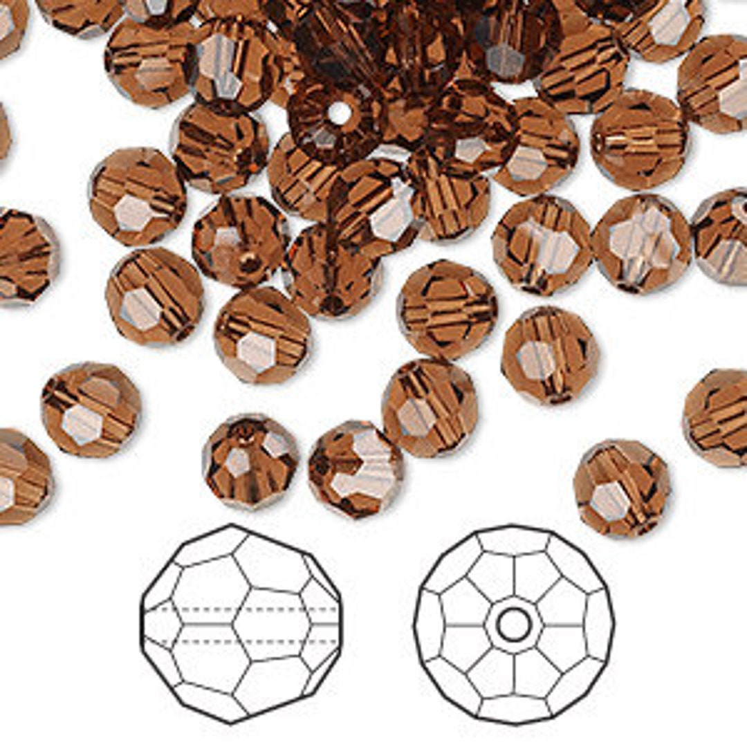 6mm Smoked Topaz Round Bead 5000 , Swarovski Crystal, Crystal Passions®, Smoked Topaz Various ...