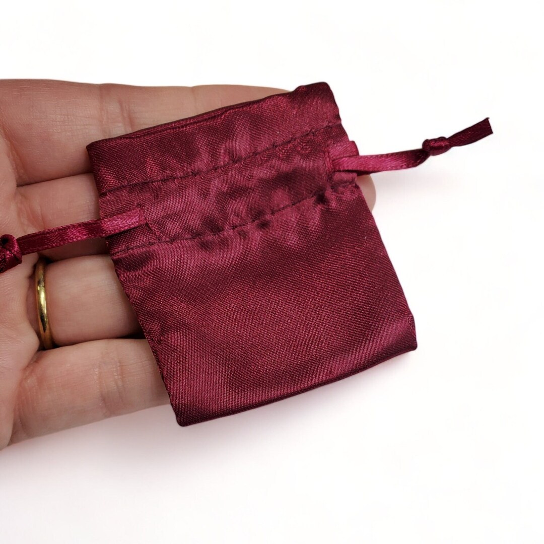 2" Burgundy Maroon Satin Gift Bag - Satin Jewelry Pouch Gift Bag ...