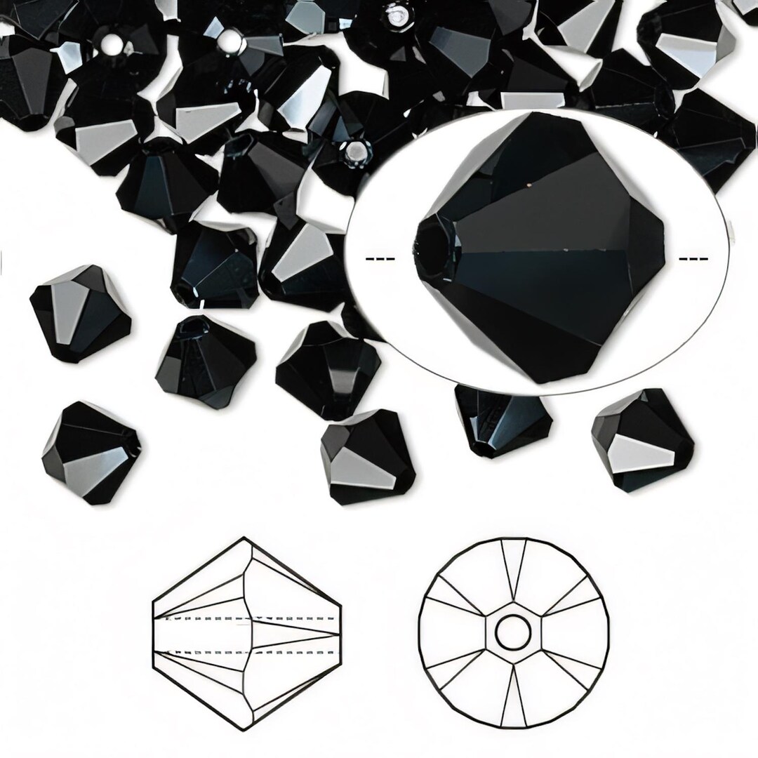 8mm Jet Hematite Swarovski 5301 5328 Bicone - Swarovski Crystal ...