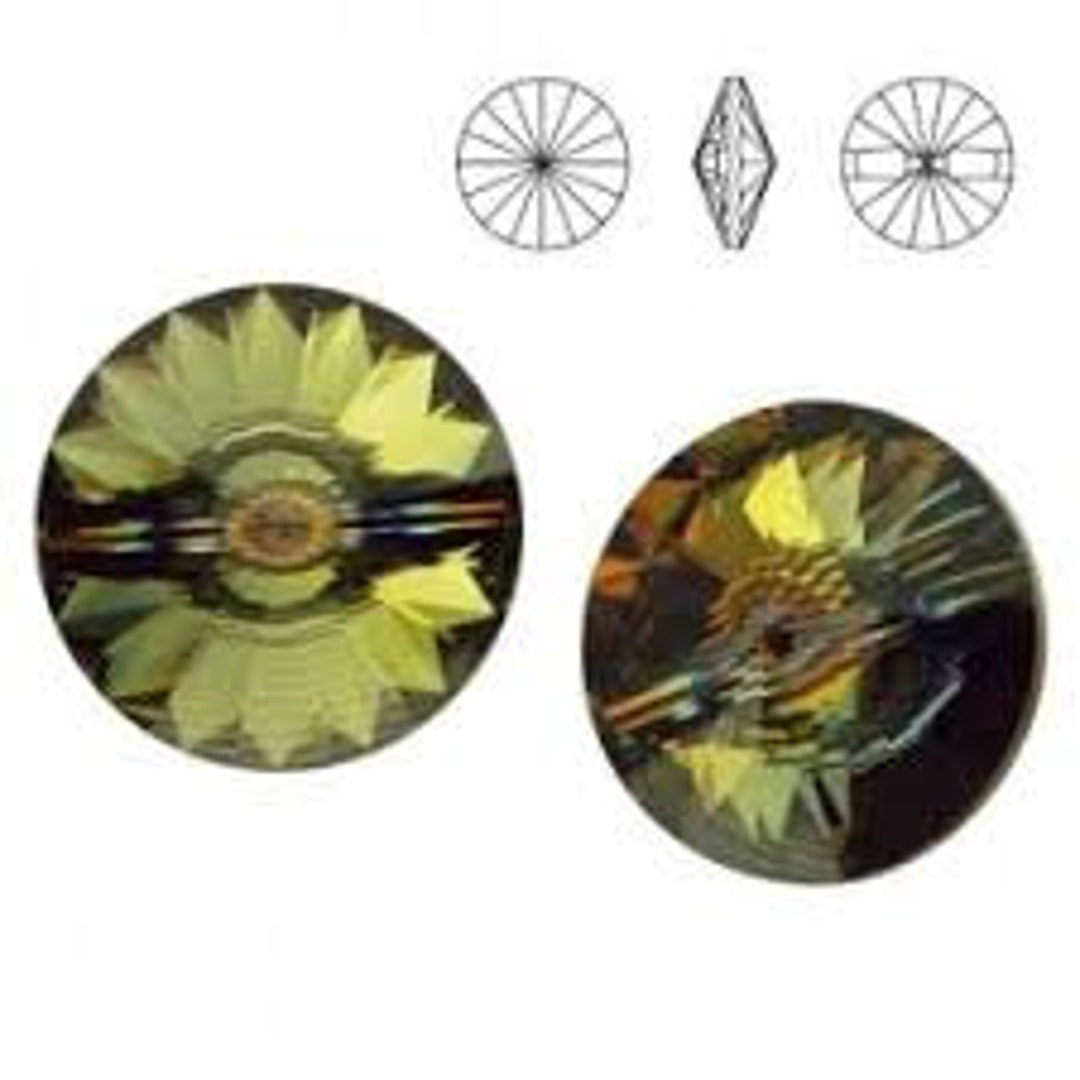 10mm Tabac Swarovski Crystal Rivoli Buttons in Tabac 10mm Style 3015 Green Tabac 2 Pieces per ...